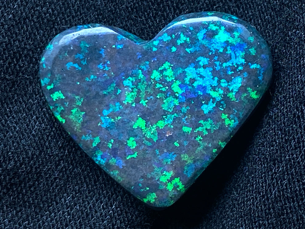 13 Carats, Black Andamooka Matrix Opal Polished Heart, AAA Grade, Read ...