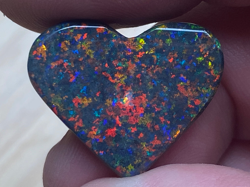 13 Carats, Black Andamooka Matrix Opal Polished Heart, AAA Grade, Read ...