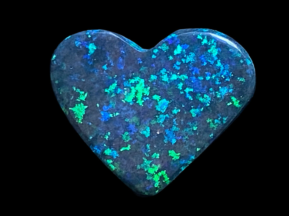 13 Carats, Black Andamooka Matrix Opal Polished Heart, AAA Grade, Read ...